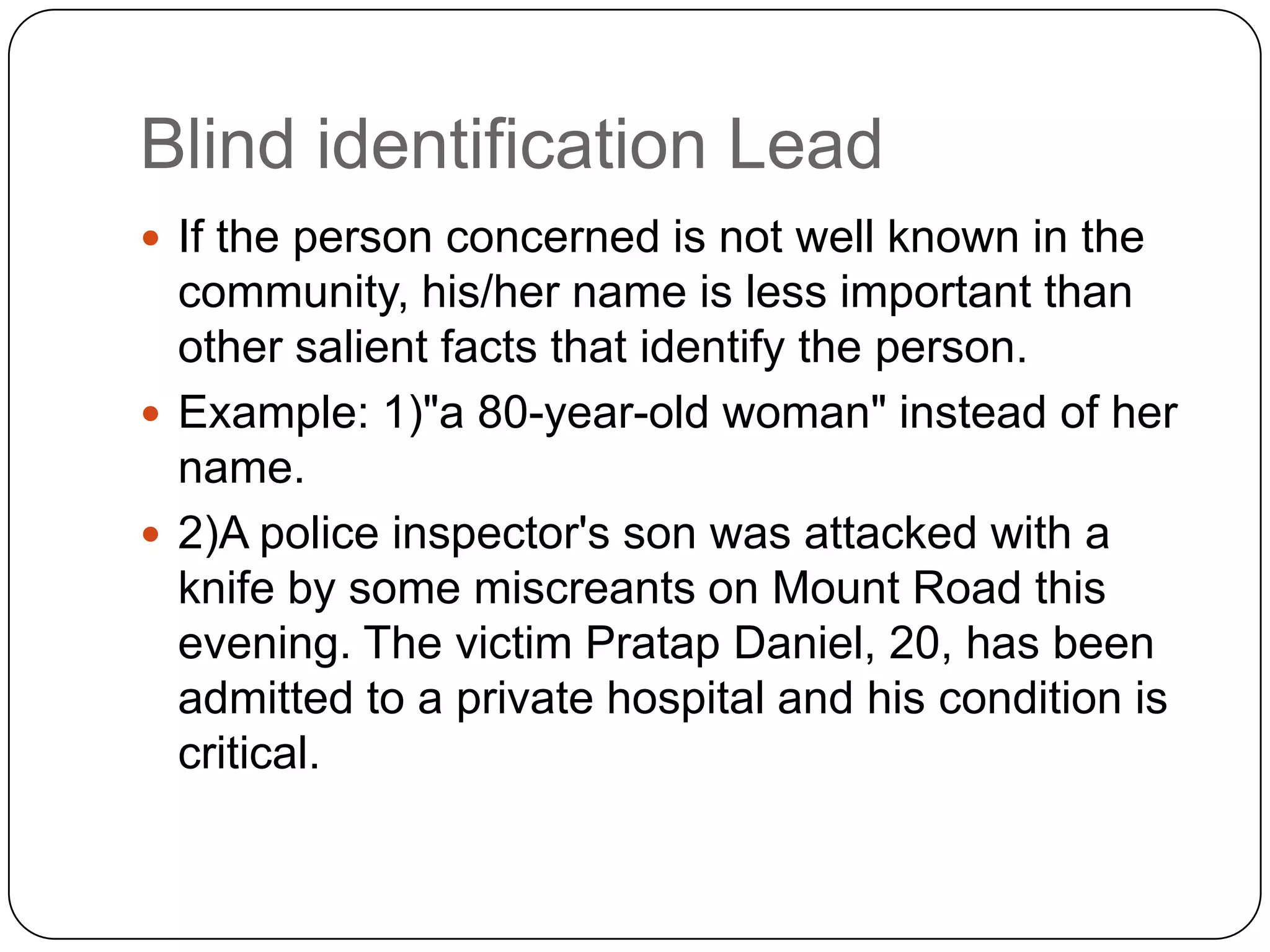 Types of leads in news writing | PPTX