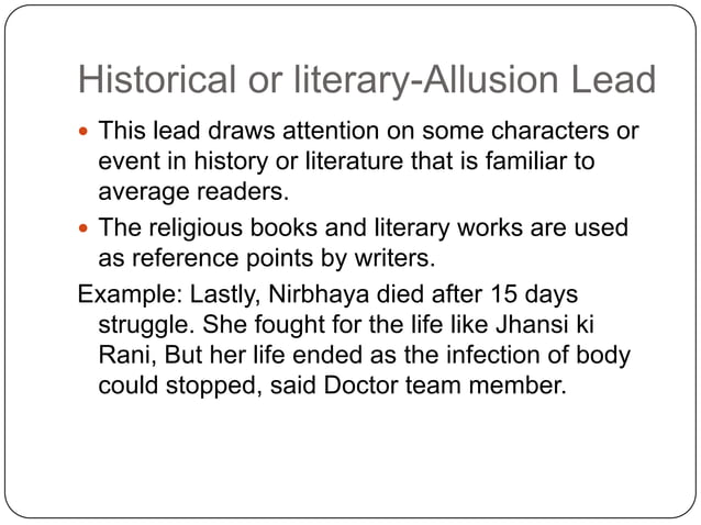 Types of leads in news writing | PPTX