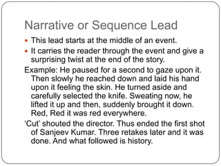 Types of leads in news writing | PPTX