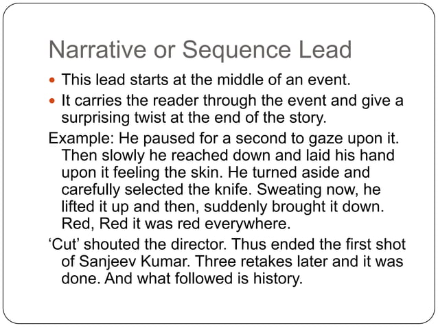 Types of leads in news writing | PPTX