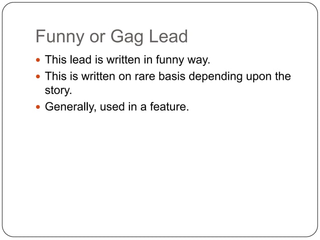 Types of leads in news writing | PPTX