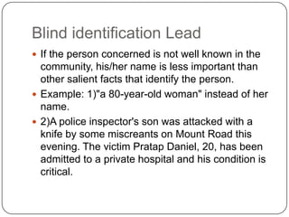 Types of leads in news writing | PPTX