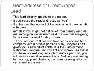 Types of leads in news writing | PPTX