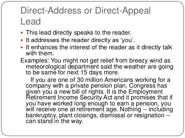 Types of leads in news writing