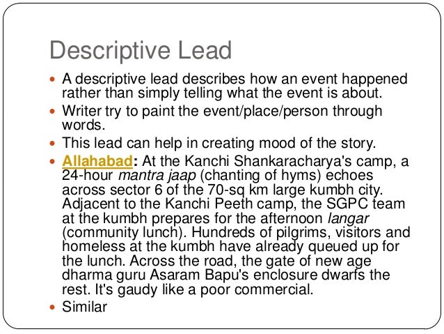 Types of leads in news writing