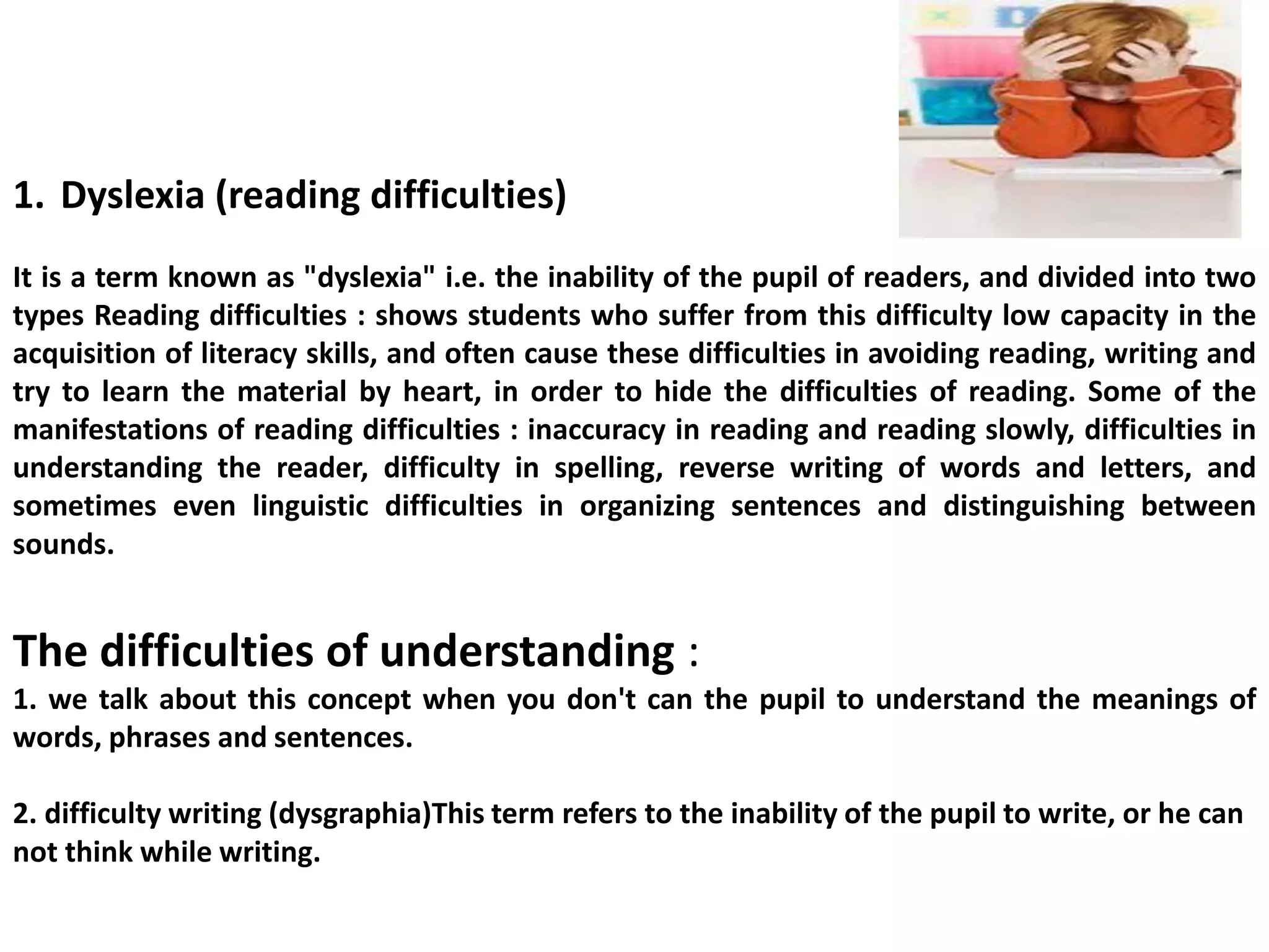 Types of learning difficulties and treatment methods | PDF