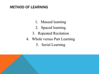 Types of learning method | PPTX