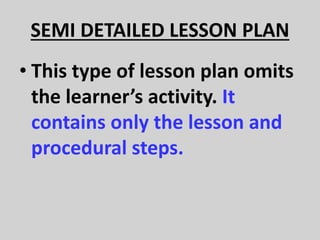 TYPES OF LESSON PLAN | PPTX
