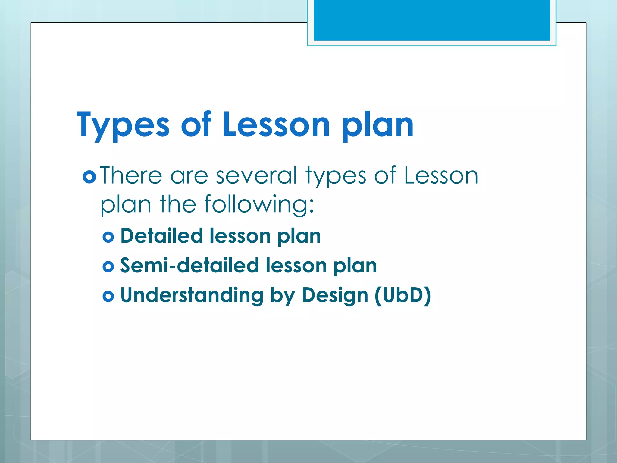 Typesoflessonplan (take) | PPT