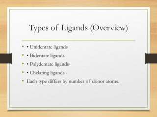Types_of_Ligands_ in coordination compounds | PPTX