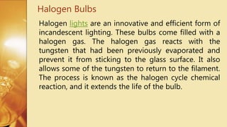 Types of light bulbs and their application | PPTX