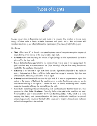 Types of lights | PPTX