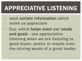 Types of listening | PPTX