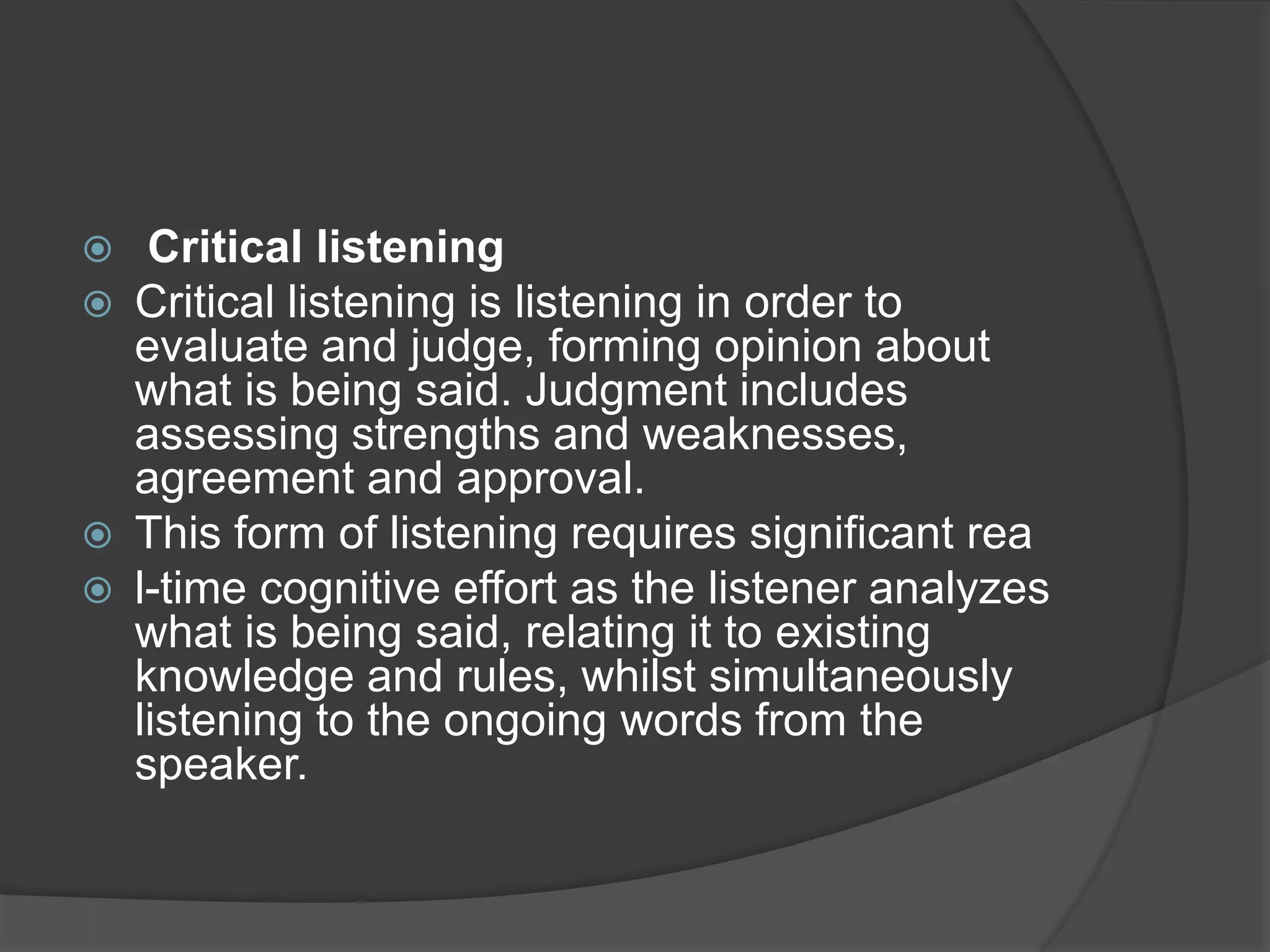 Types of listening | PPTX | Family and Relationships