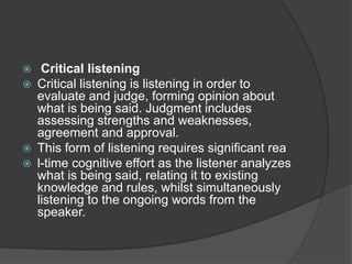 Types of listening | PPTX | Family and Relationships