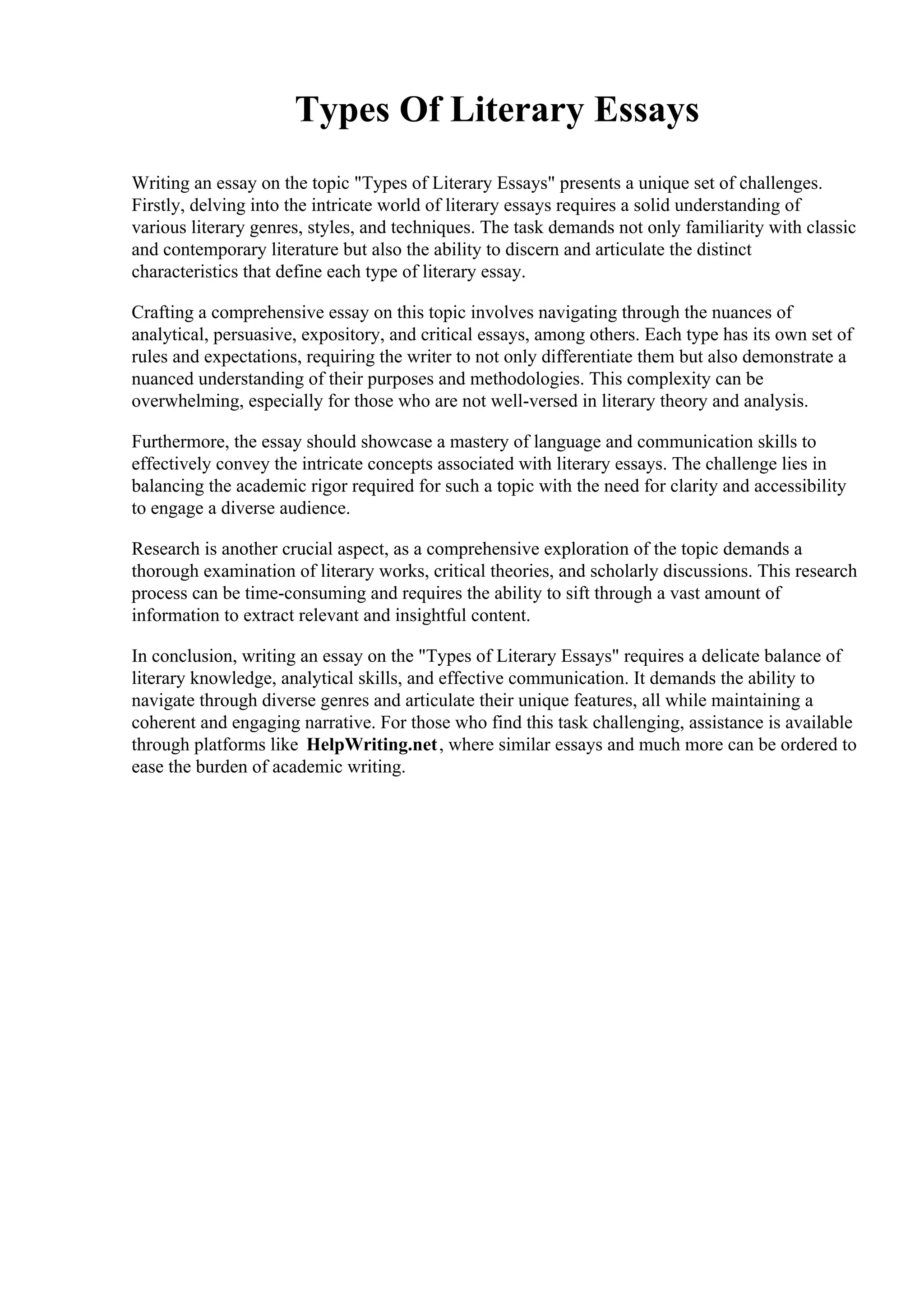 Types Of Literary Essays.pdf | Books and Literature