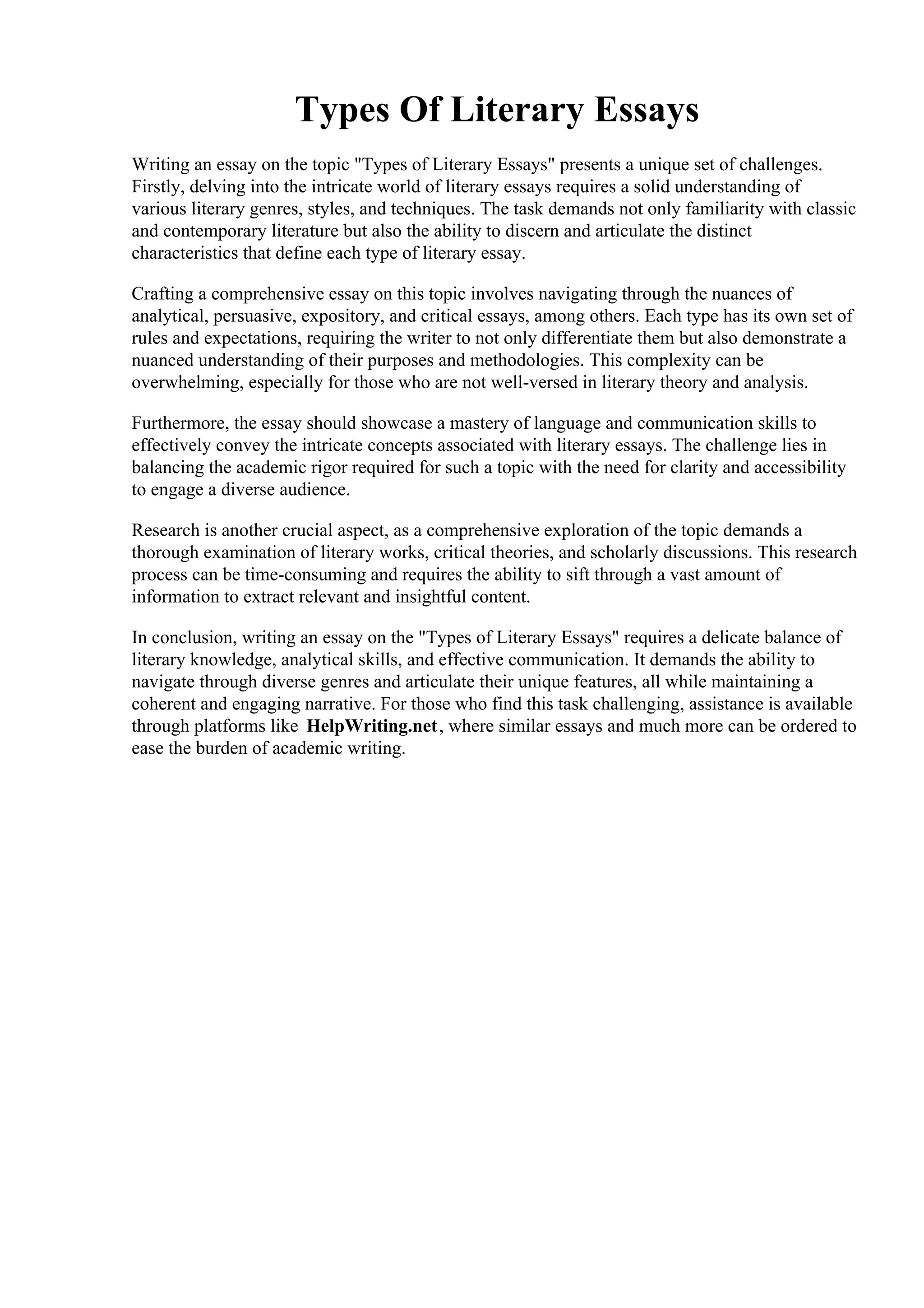 Types Of Literary Essays. How to Write a Literary Analysis. ELA Common ...