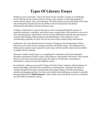 Types Of Literary Essays. How to Write a Literary Analysis. ELA Common ...
