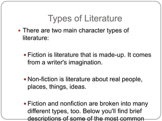 Types Of Literature | PPTX