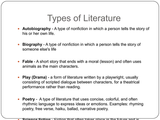 Types Of Literature | PPTX