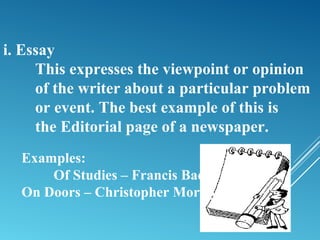 Types of Literature | PPT