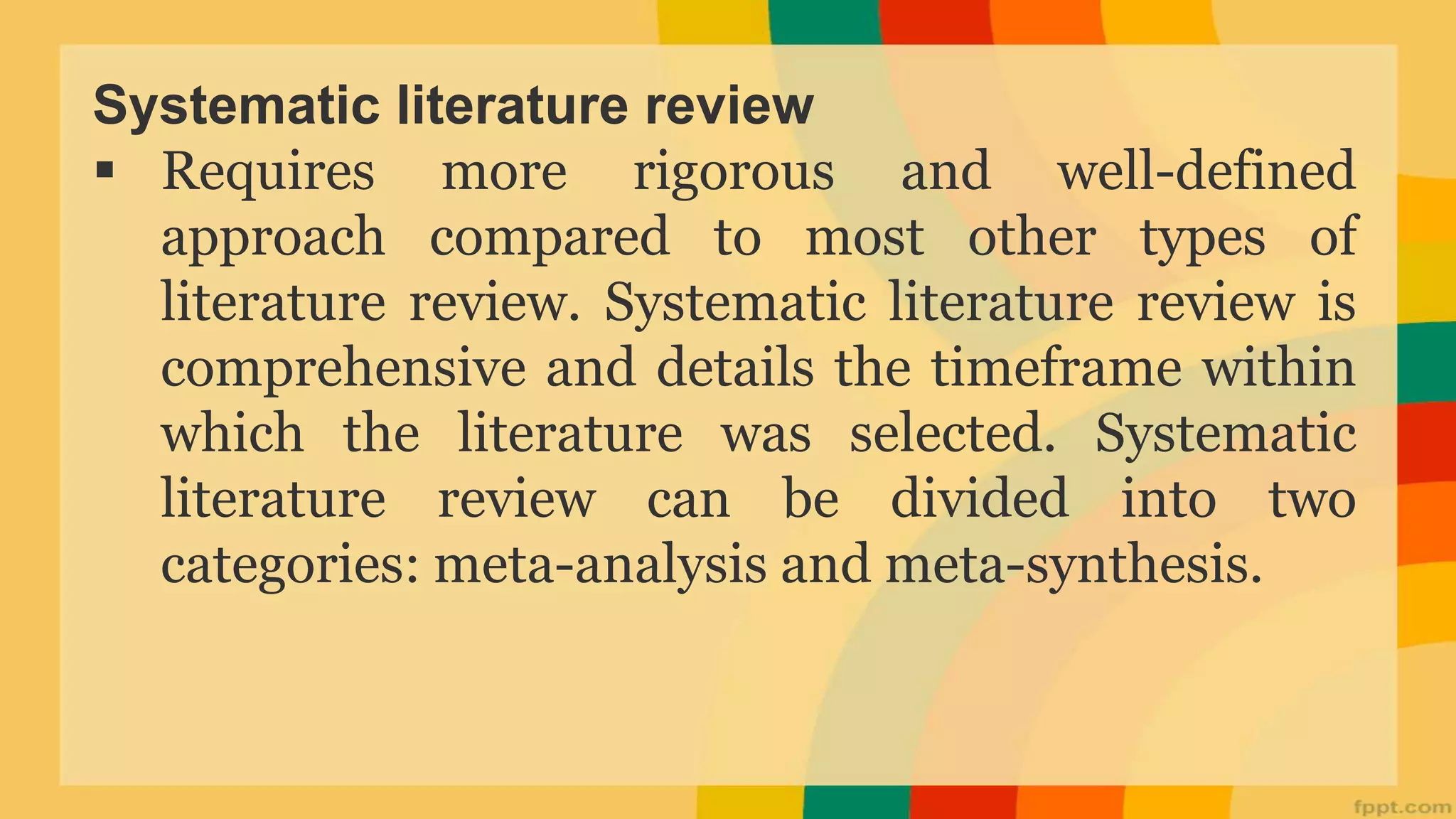Types of literature review | PPTX