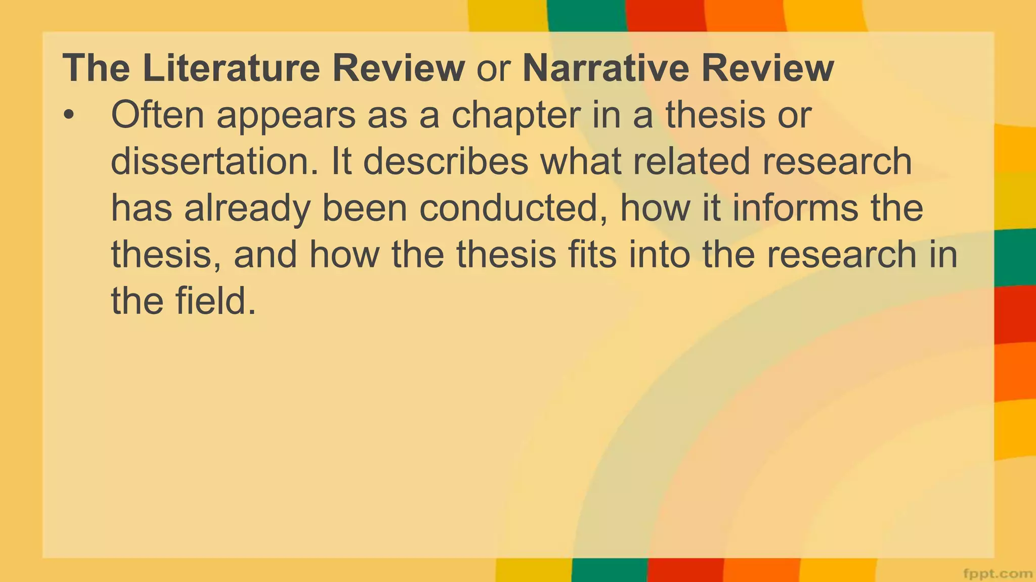 Types of literature review | PPTX