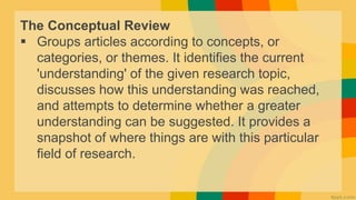 Types of literature review | PPTX
