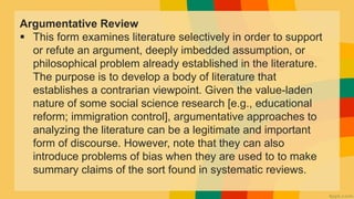 Types of literature review | PPTX