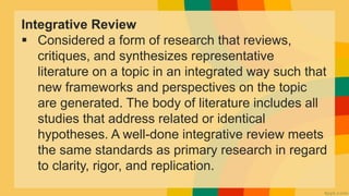 Types of literature review | PPTX
