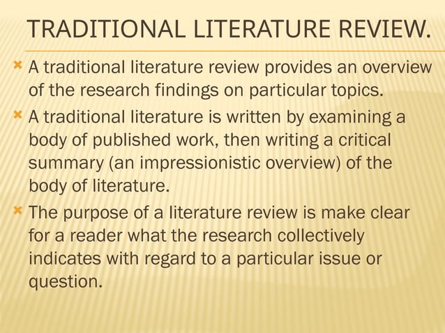 Types of literature review Types of literature review | PPTX