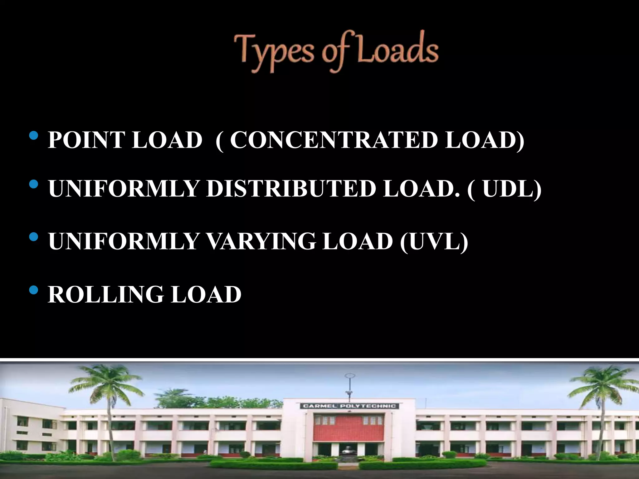 Types of loads,supports , beams and spans ppt | PPTX