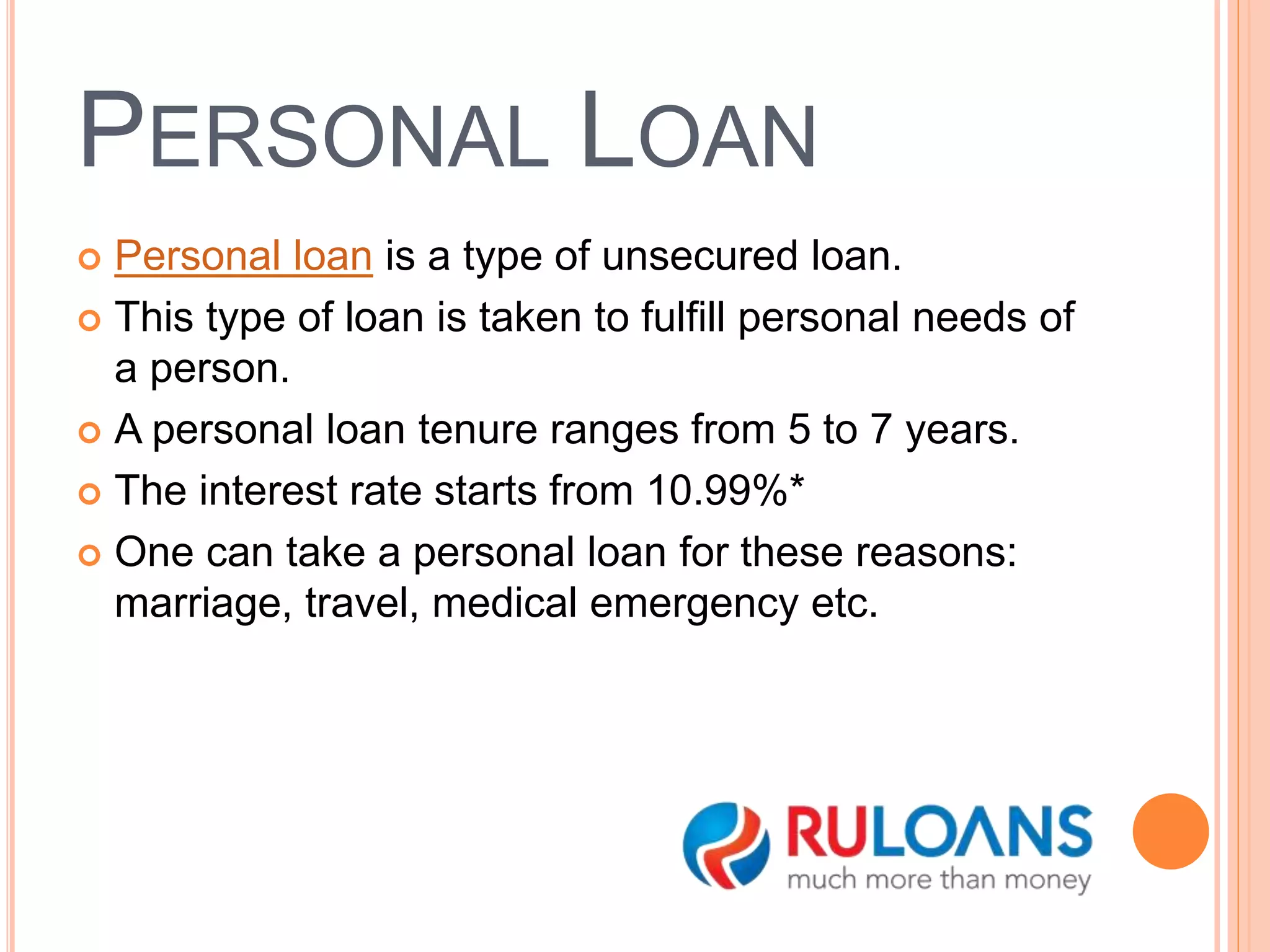 Types of loans - Ruloans | PPTX