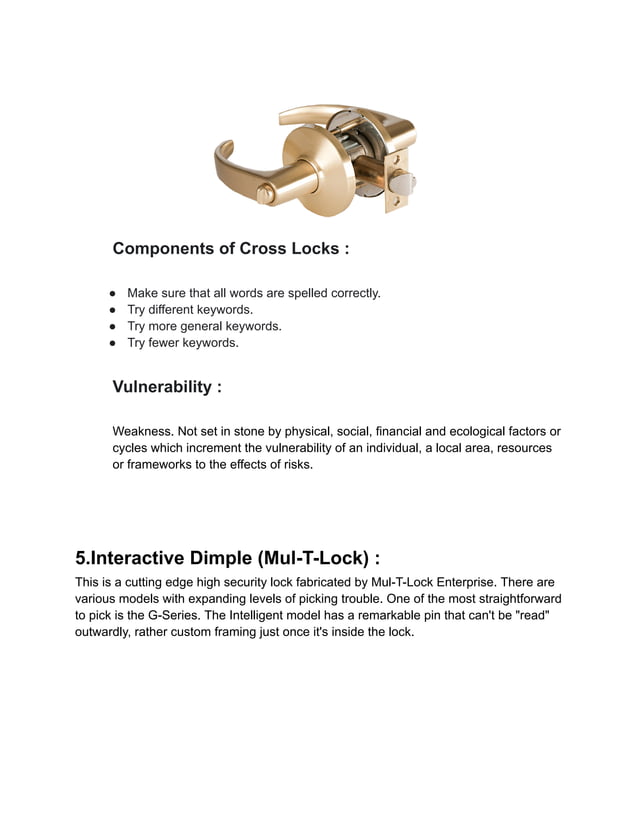 TYPES OF LOCKS.pdf | Arms & Ammunition | Sensitive Topics