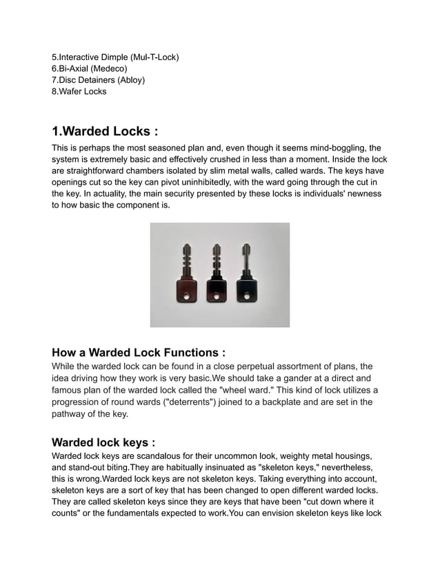 TYPES OF LOCKS.pdf | Arms & Ammunition | Sensitive Topics