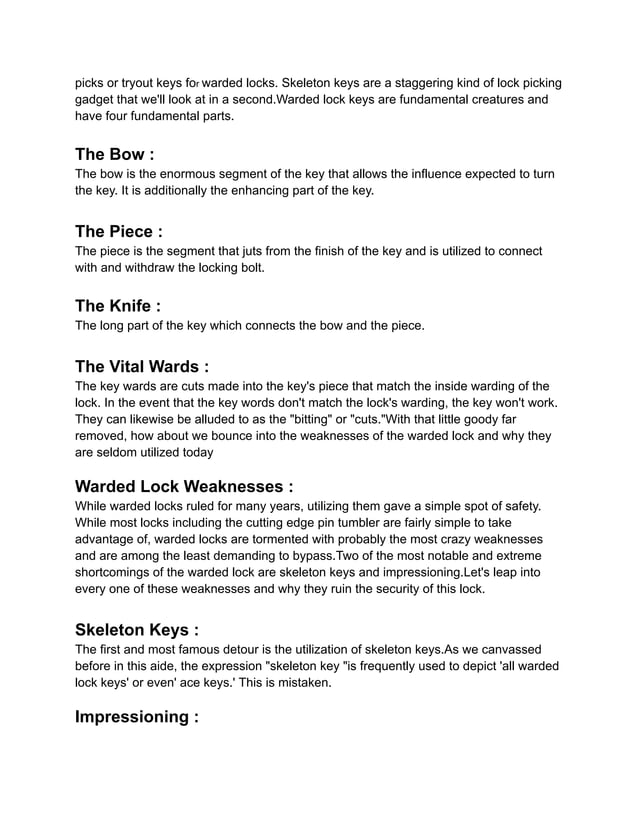 TYPES OF LOCKS.pdf | Arms & Ammunition | Sensitive Topics