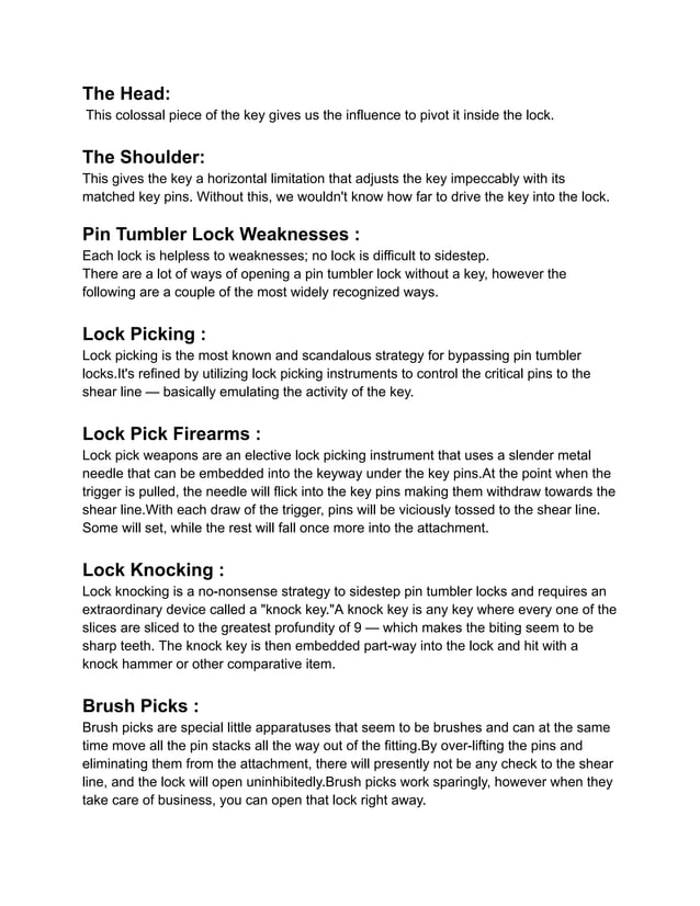 TYPES OF LOCKS.pdf | Arms & Ammunition | Sensitive Topics