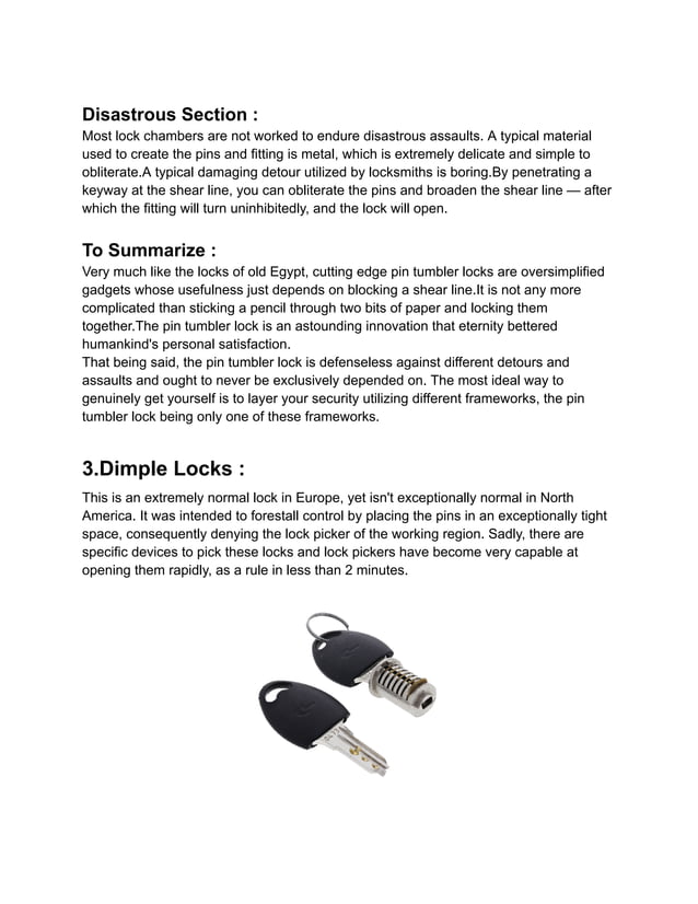 TYPES OF LOCKS.pdf | Arms & Ammunition | Sensitive Topics