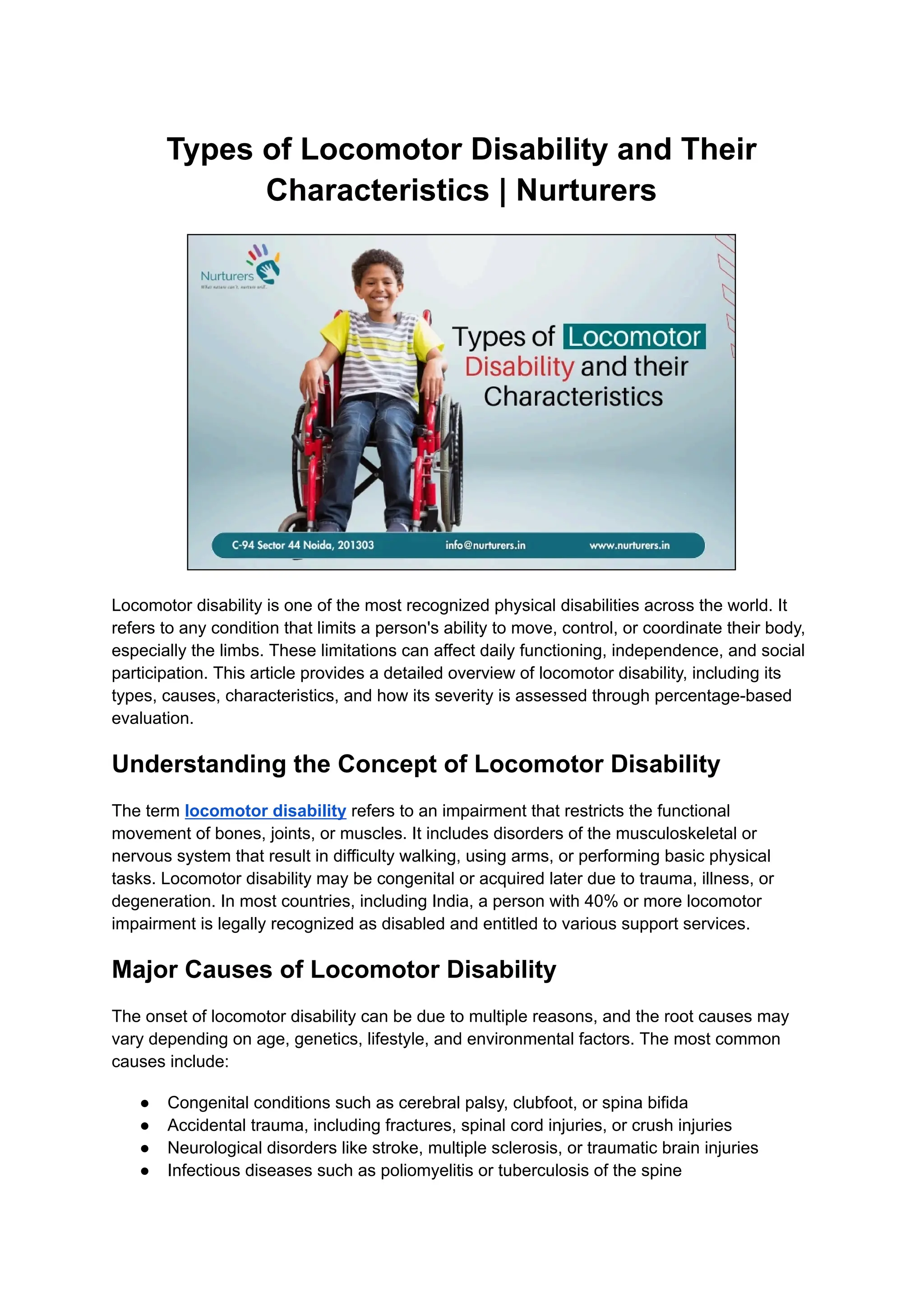 Types of Locomotor Disability and Their Characteristics _ Nurturers ...