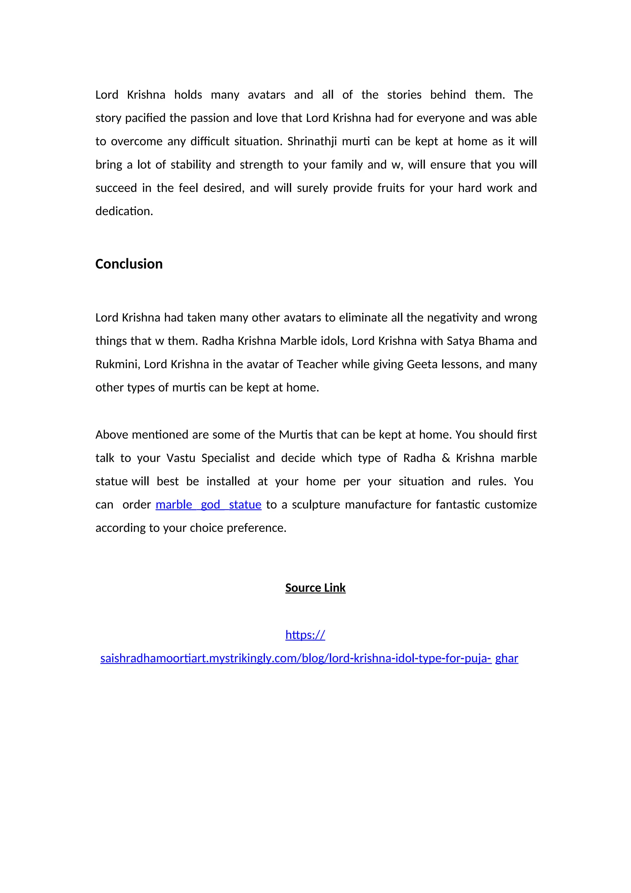 Types of Lord Krishna Idols for Puja Ghar | PDF