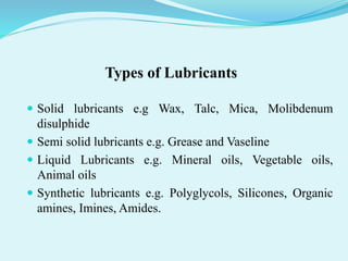 Types of lubricants | PDF | Chemistry | Science
