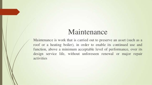 Types of maintenance