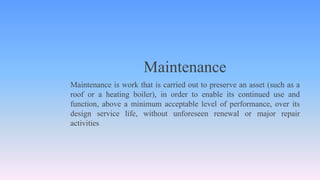 Types of maintenance, maintenance in plant ,maintenance type | PPTX ...