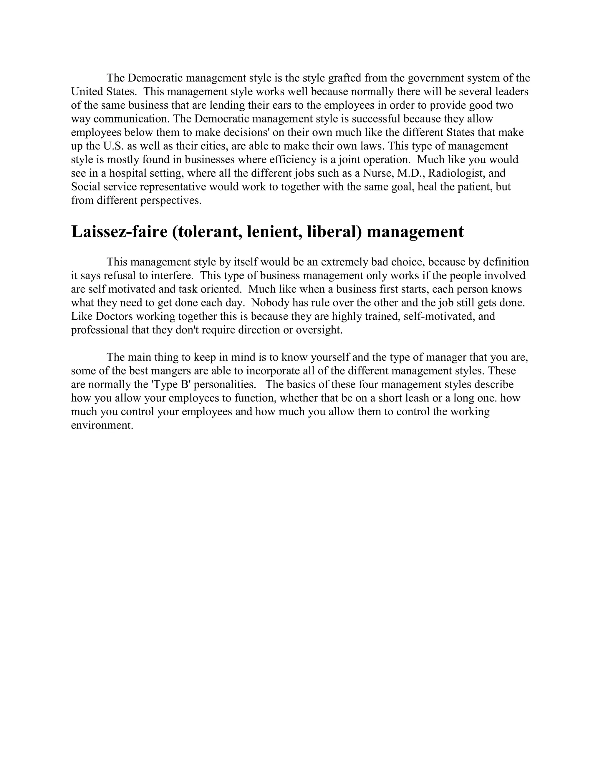 Types of management | DOCX