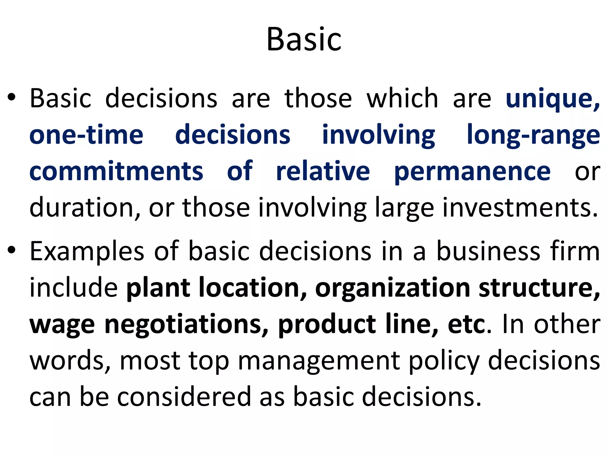 Types of managerial decision - ENGINEERING ECONOMICS & FINANCIAL ...