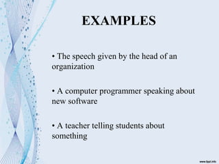 Types of managerial speeches | PPT