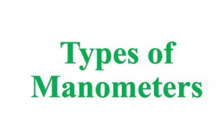 Types of manometers | PPTX | Physics | Science