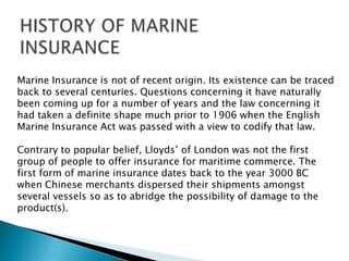 Types of marine insurance contracts | PPTX