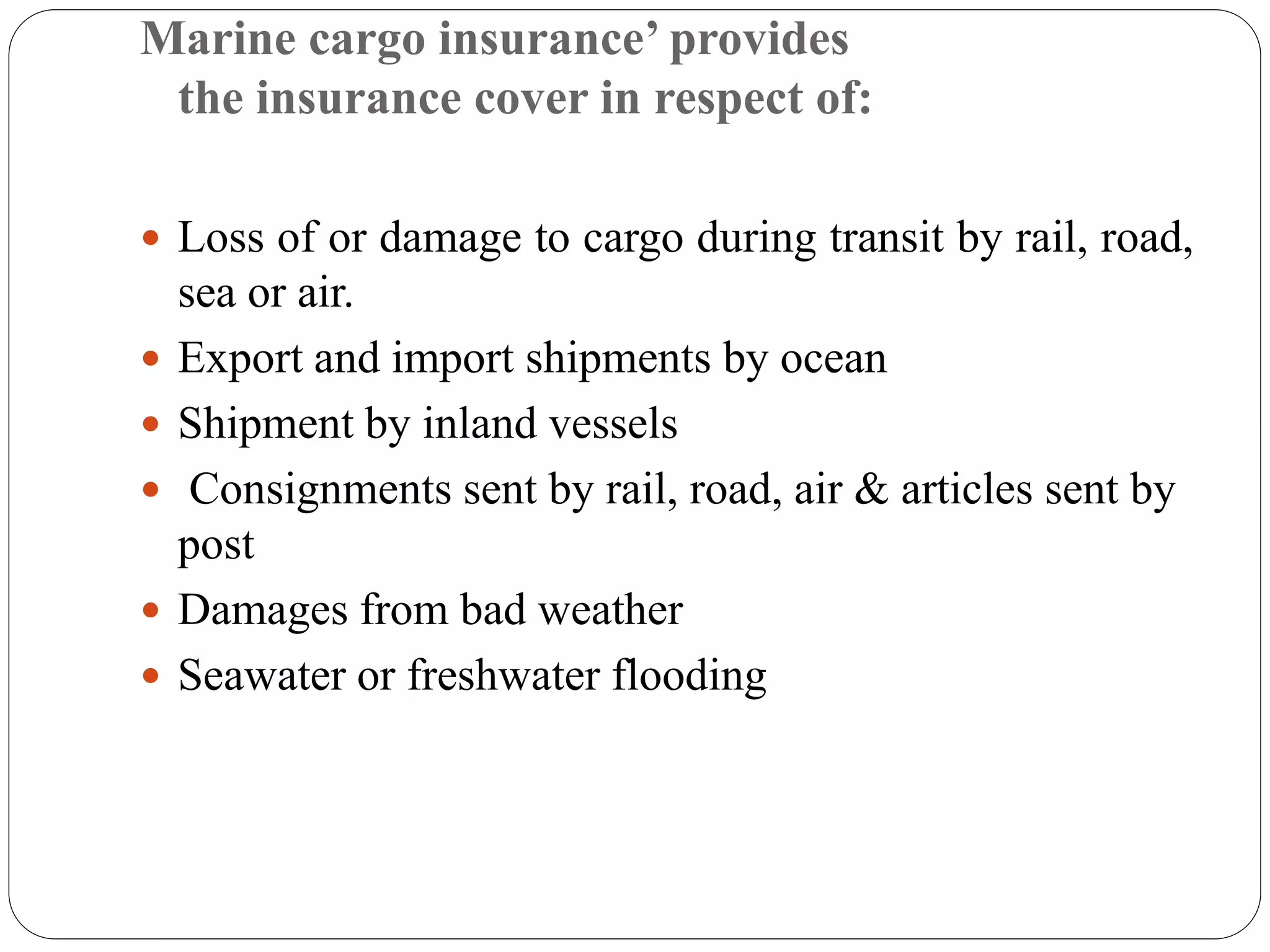 Types of marine insurance policy | PPSX