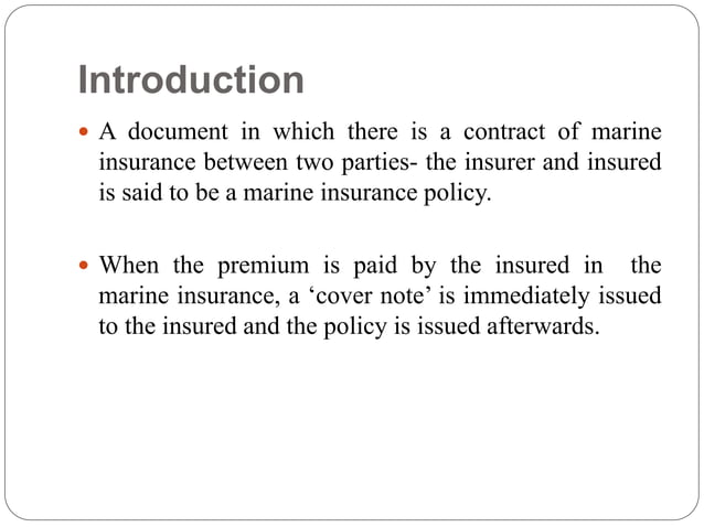 Types of marine insurance policy | PPSX | Motor Insurance | Insurance